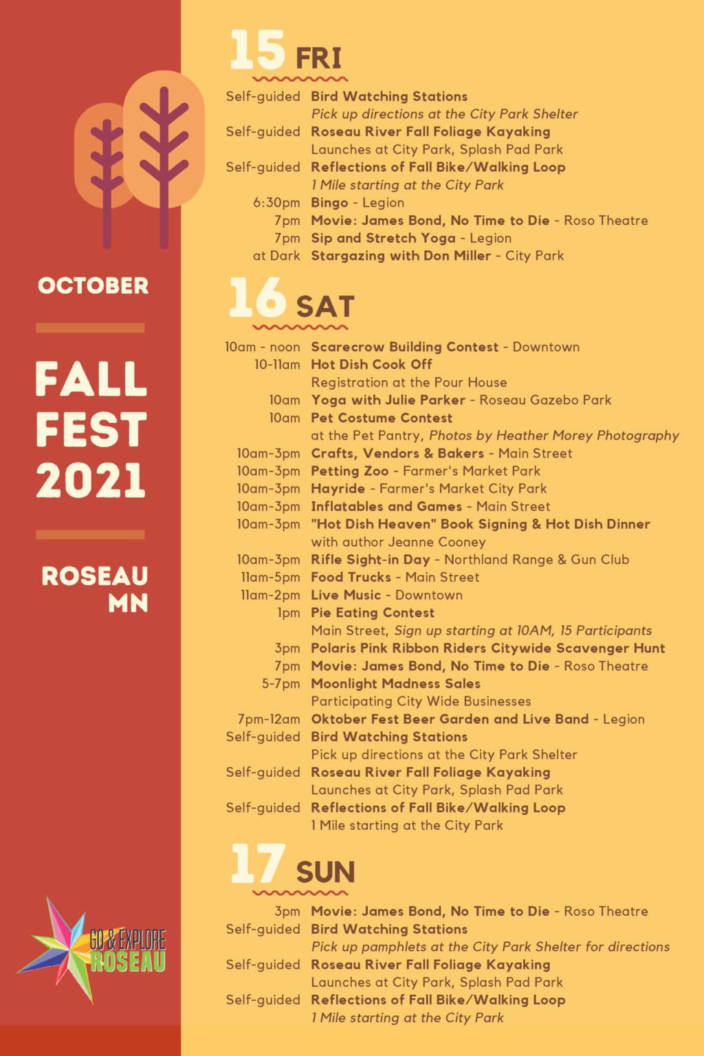 Fall Fest 2021 Schedule of Events | Roseau, MN