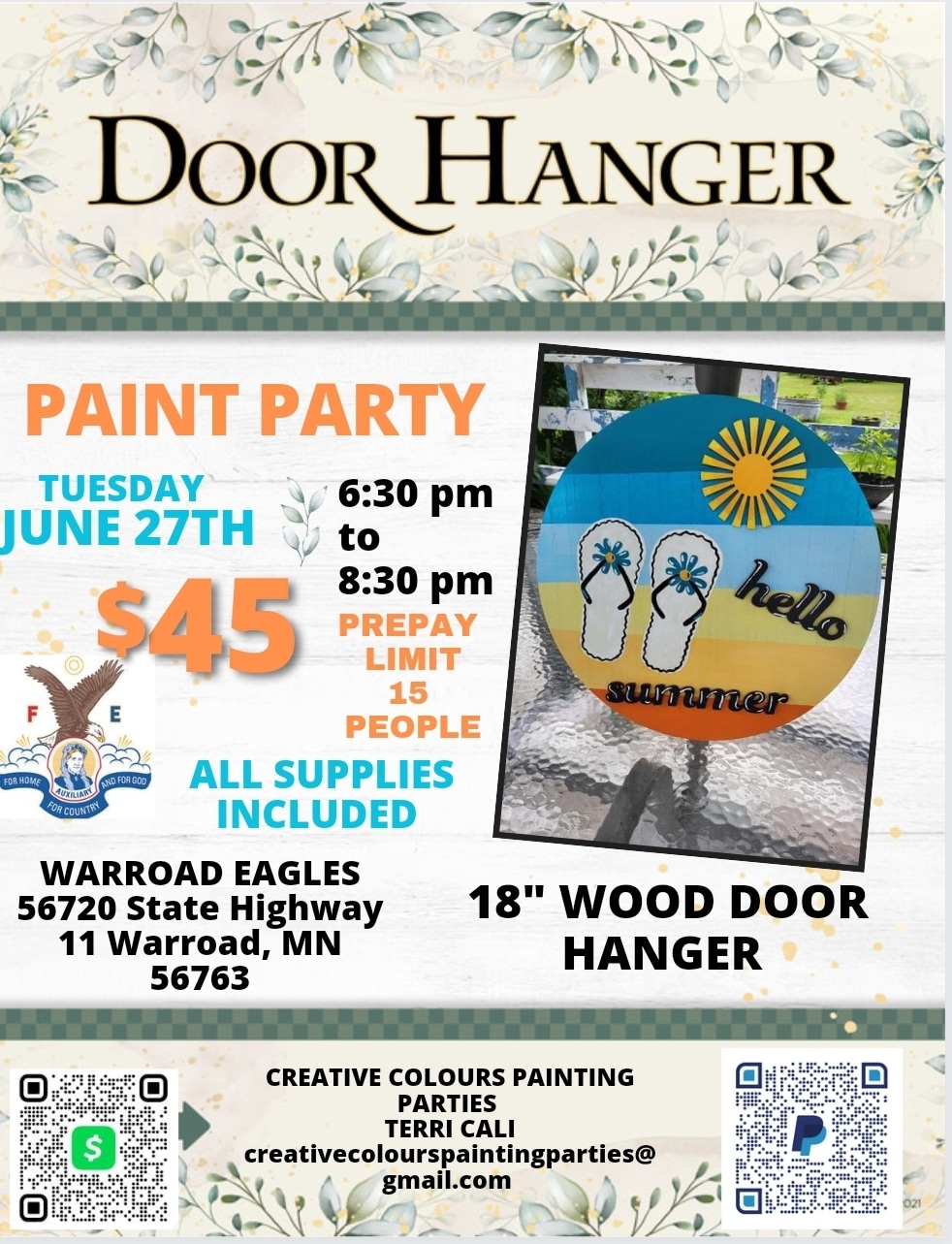 Door Hanger Painting Party - Go Explore Roseau, Minnesota